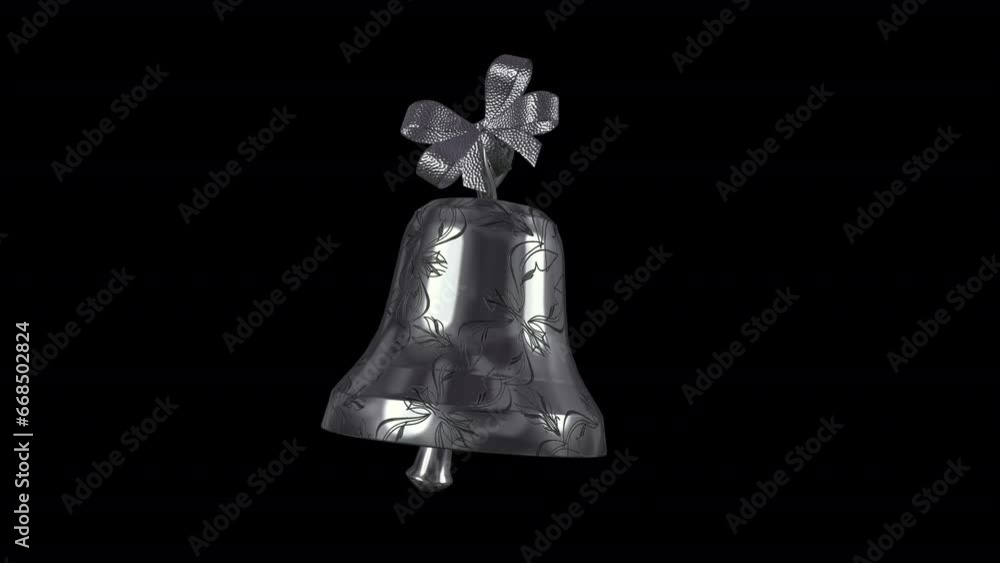 Fantasy Silver Bell with Bow - Ringing Loop - Side View - Realistic 3D ...