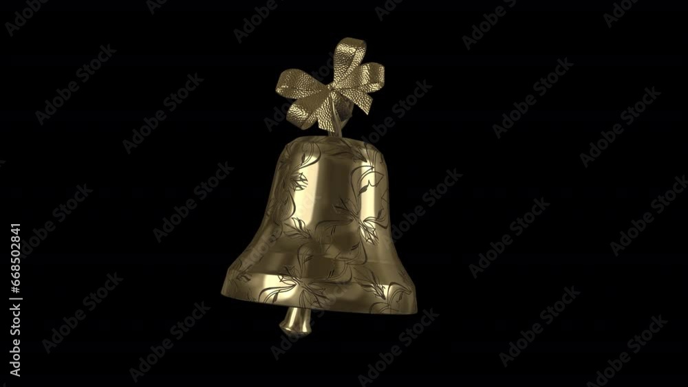 Fantasy Golden Bell with Bow - Ringing Loop - Side View - Realistic 3D ...