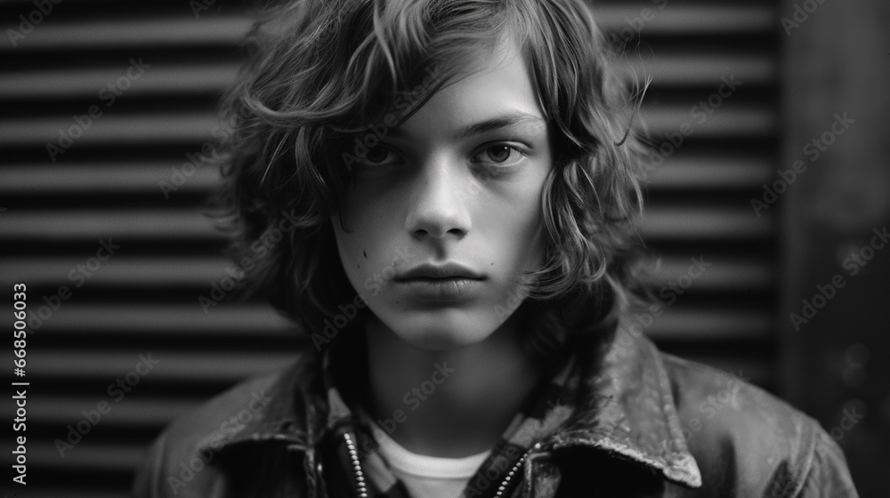 Black and White Portrait of Rebellious and Vulnerable Teenager, Age 16 ...