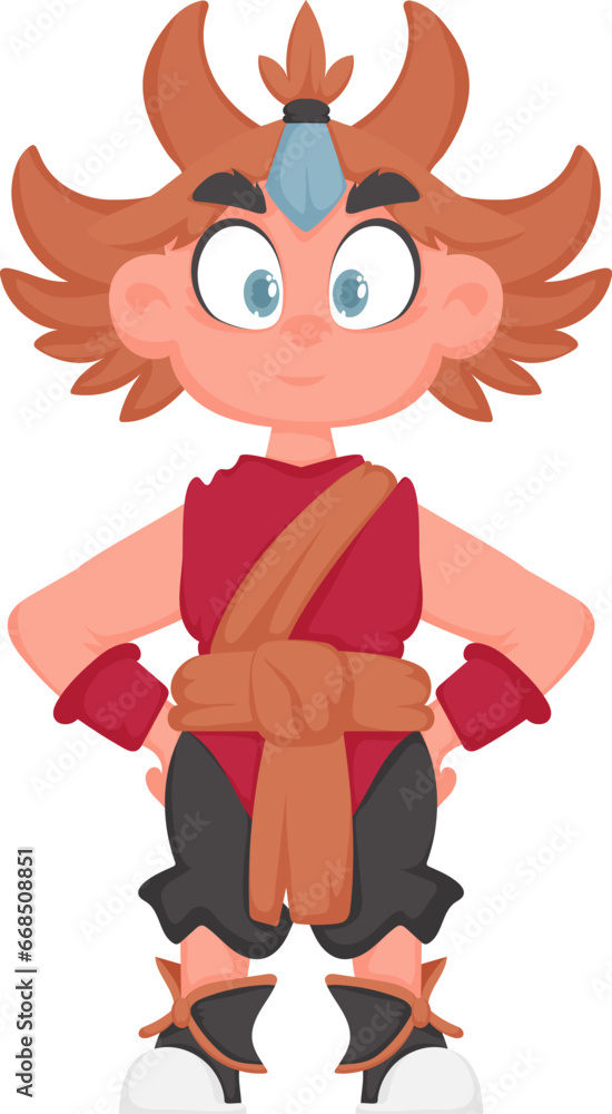 Cartoon funny and fabulous Chinese dragon warrior, Shaolin warrior ...