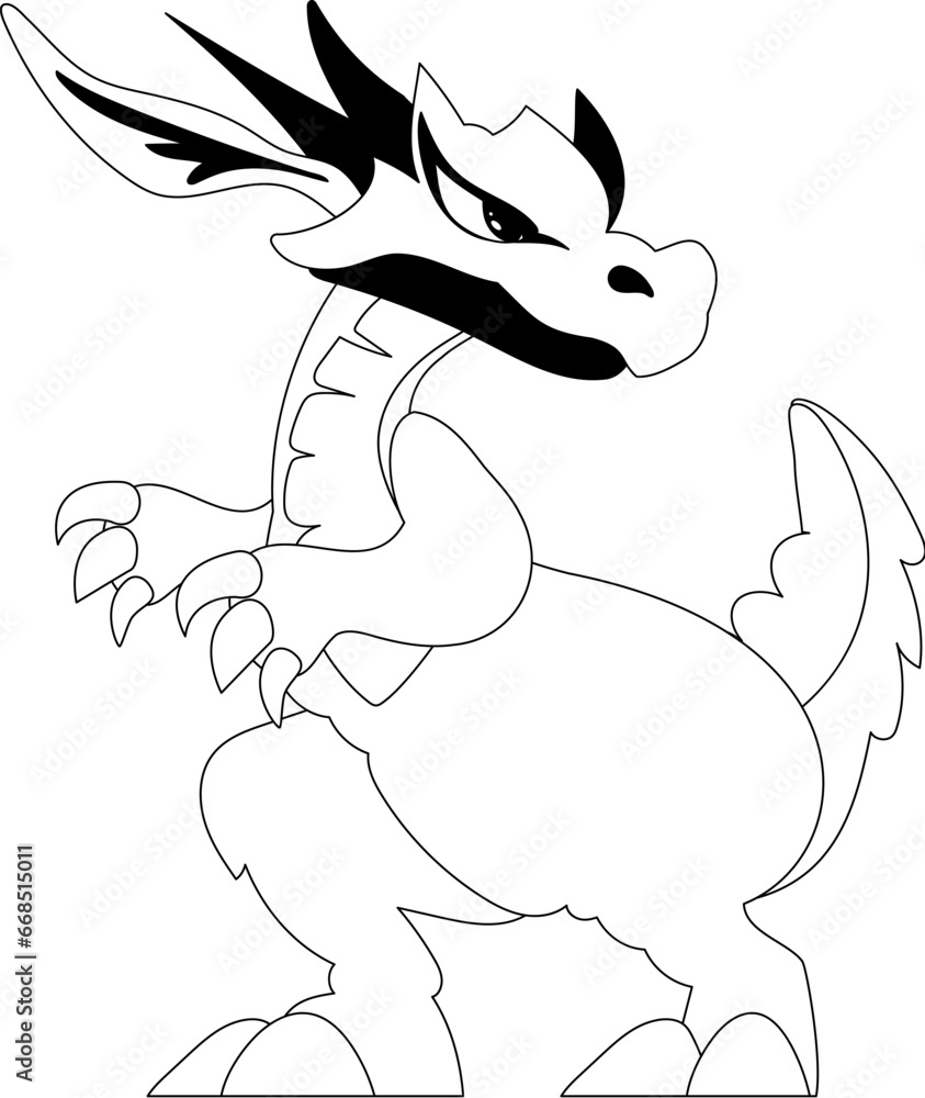 Cartoon funny and fabulous dragon dinosaur. Coloring style Stock Vector ...