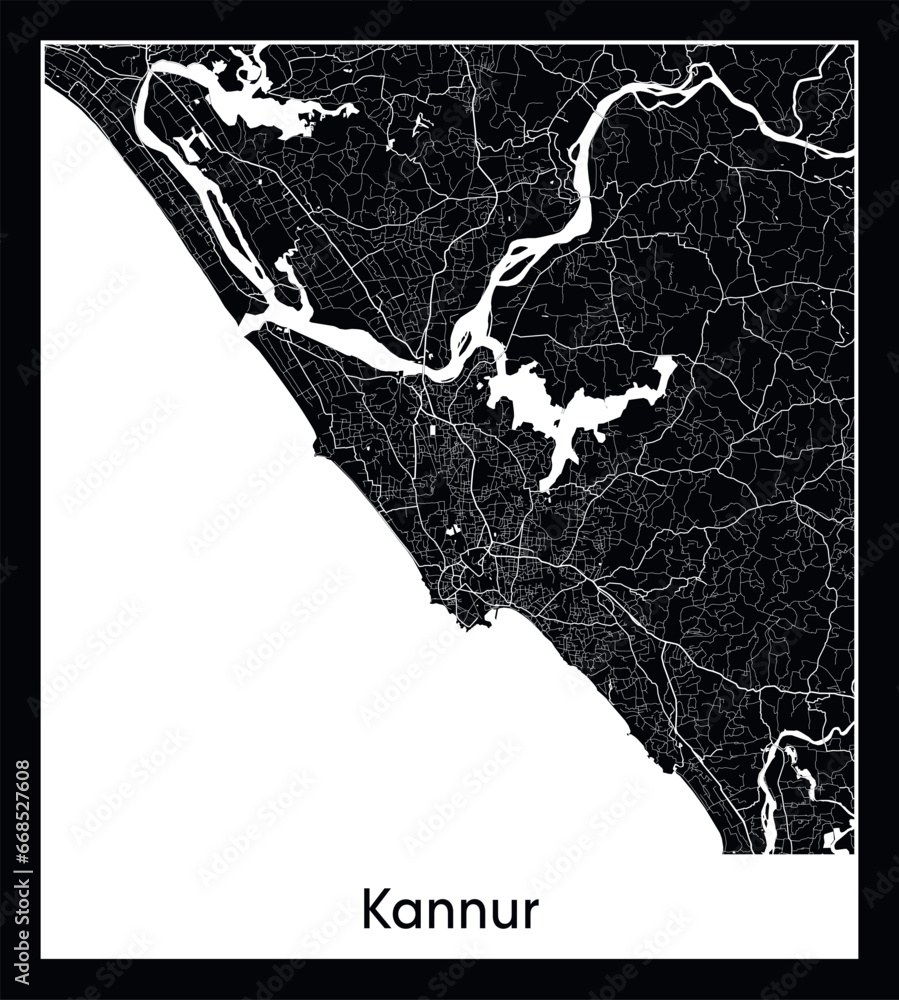 Minimal city map of Kannur (India Asia) Stock Vector | Adobe Stock