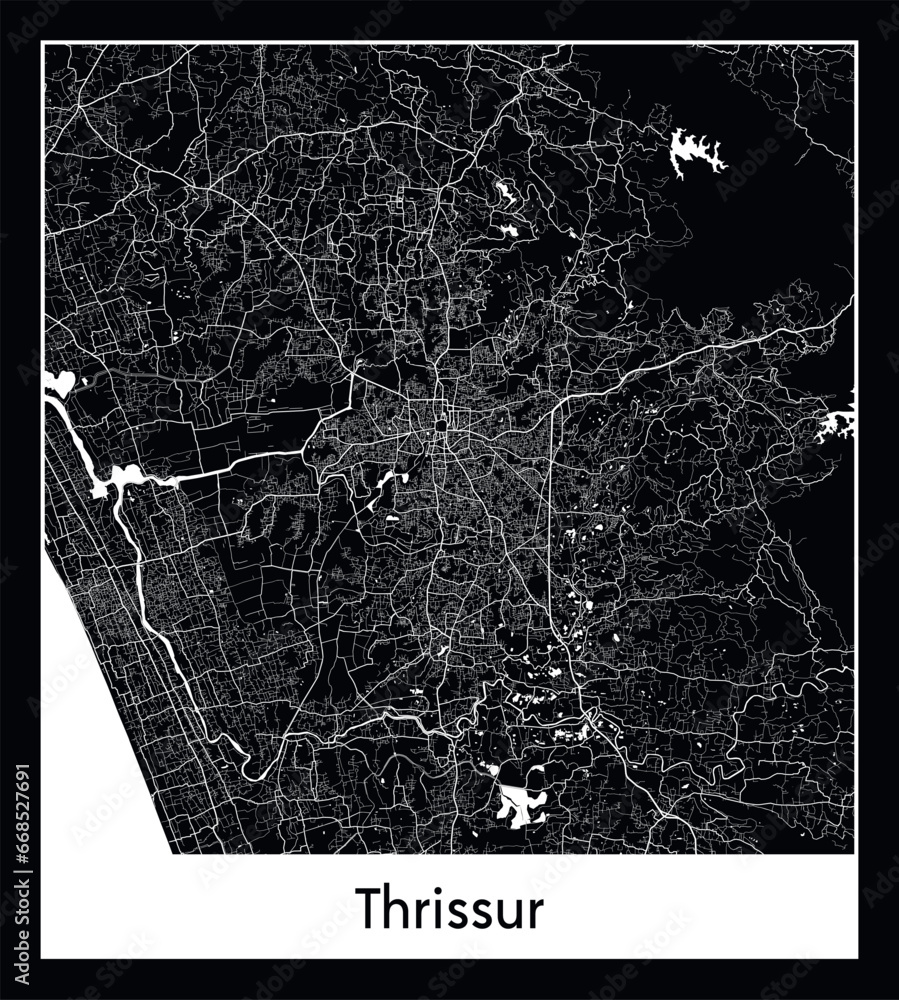 Minimal city map of Thrissur (India Asia) Stock Vector | Adobe Stock