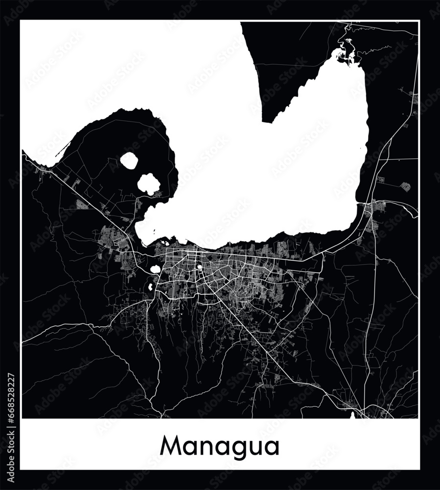 Vetor de Minimal city map of Managua (Nicaragua North America) do Stock ...