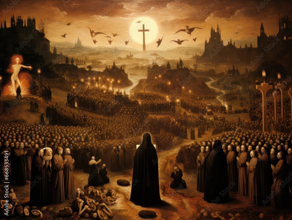 All Saints Day, the souls of the dead return home, oil illustration AI ...