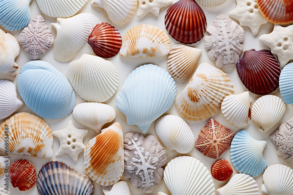 sea shells clear and distinct pattern, flat lighting photography, no ...
