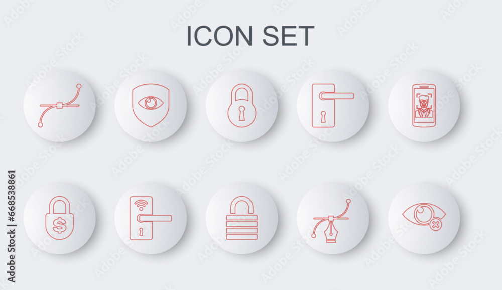 Set line Invisible or hide, Money lock, Lock, Bezier curve, Shield and ... Set line Invisible or hide, Money lock, Lock, Bezier curve, Shield and ...