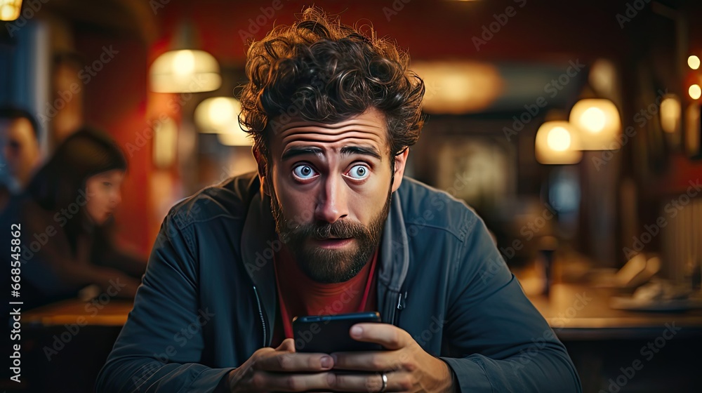 Telephone problem. Upset angry millennial male feel outraged by bad ...