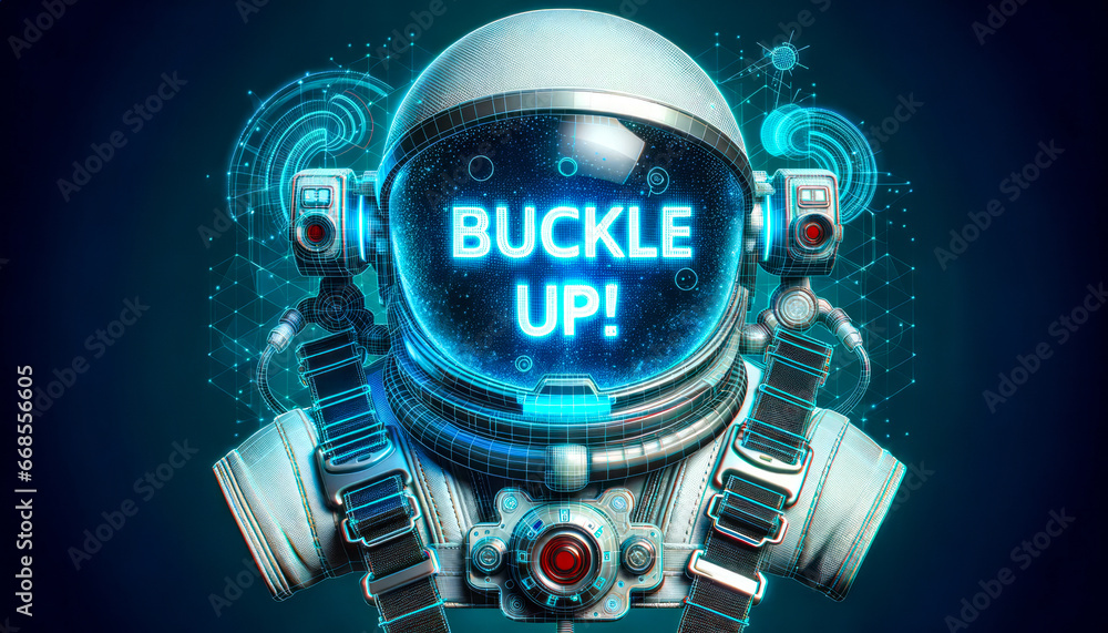 3D design of a space helmet with an integrated seatbelt system. As an ...