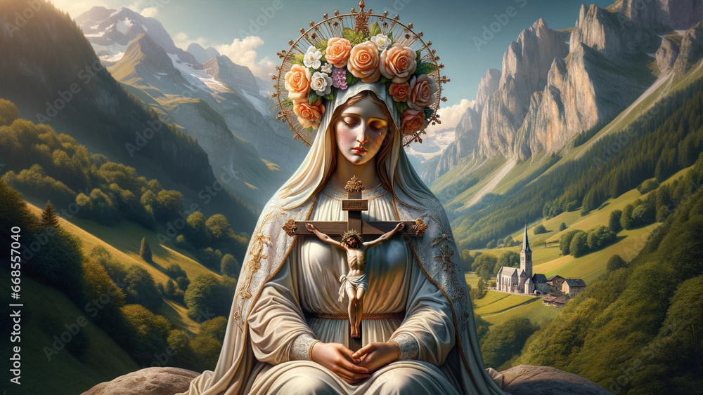 Tears of Mary: Our Lady of La Salette in France Stock Illustration ...