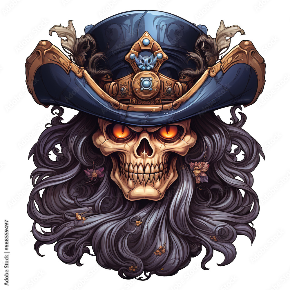 cute cartoon pirate skull isolated illustration Generative AI Stock ...