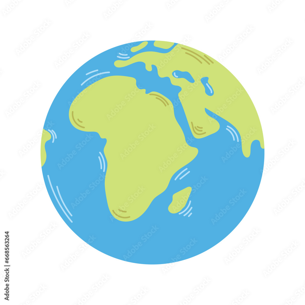 Vector earth globe in green and blue colors. Planet Earth in flat ...