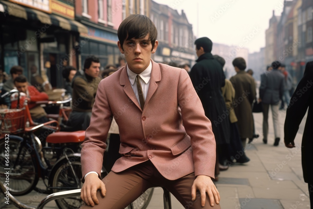1960s mod man in the swinging city. Stock Illustration | Adobe Stock