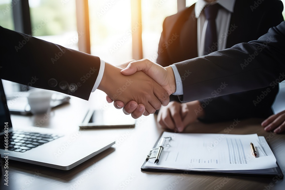 businessmen formal handshake a symbol of unity Stock Illustration ...