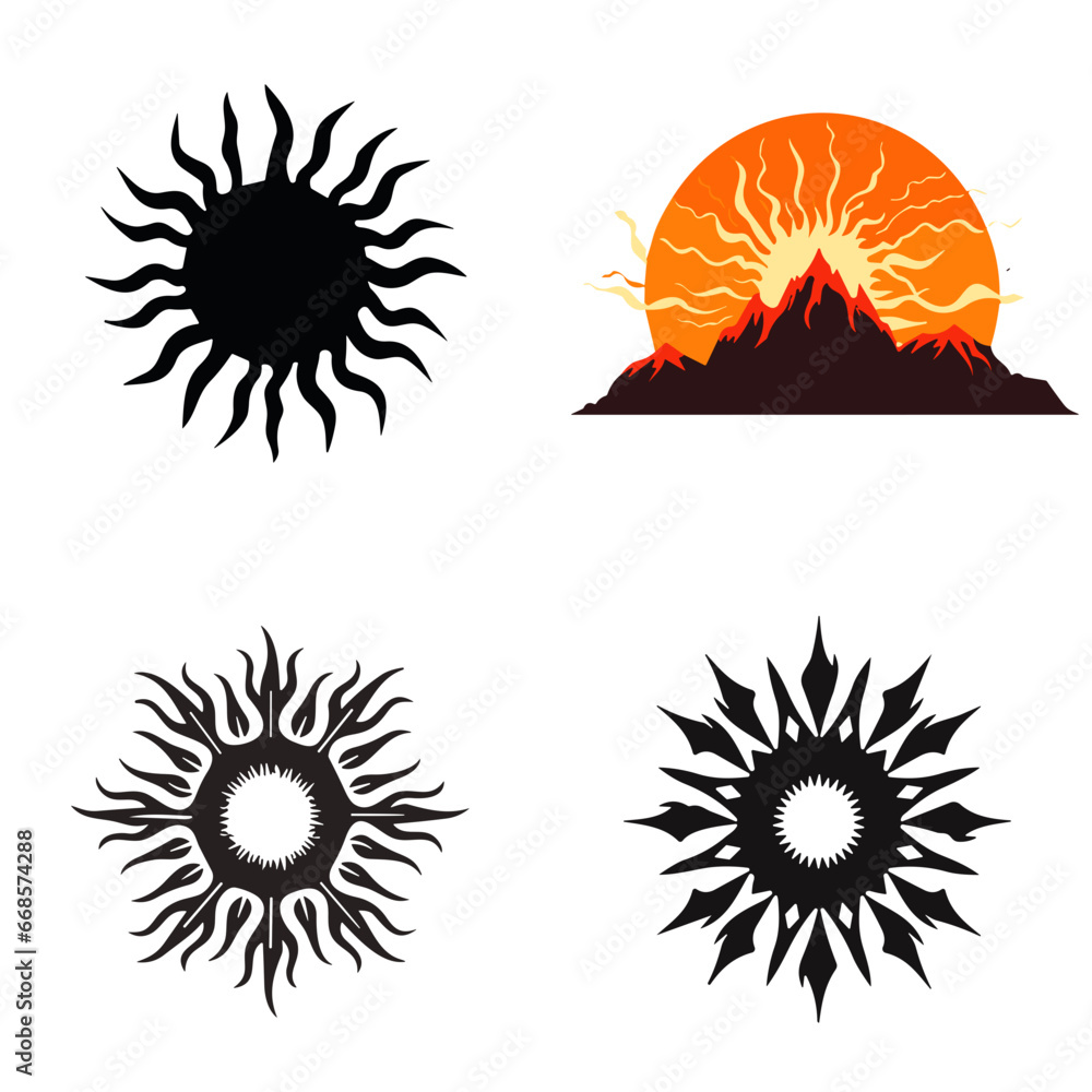 Sun silhouette, sunrays silhouette, sun vector, sun svg, sun png, sun ...