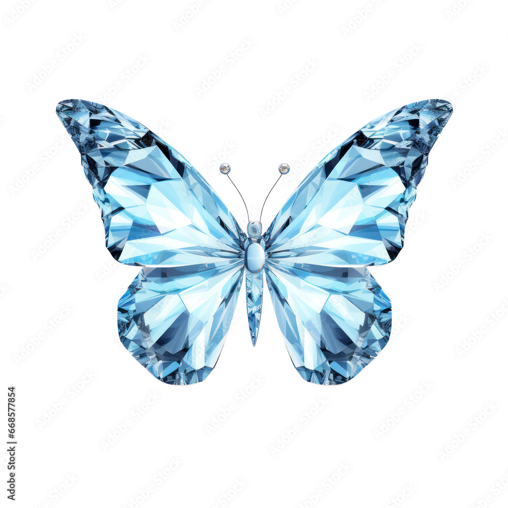 sky blue crystal butterfly isolated on transparent background ...