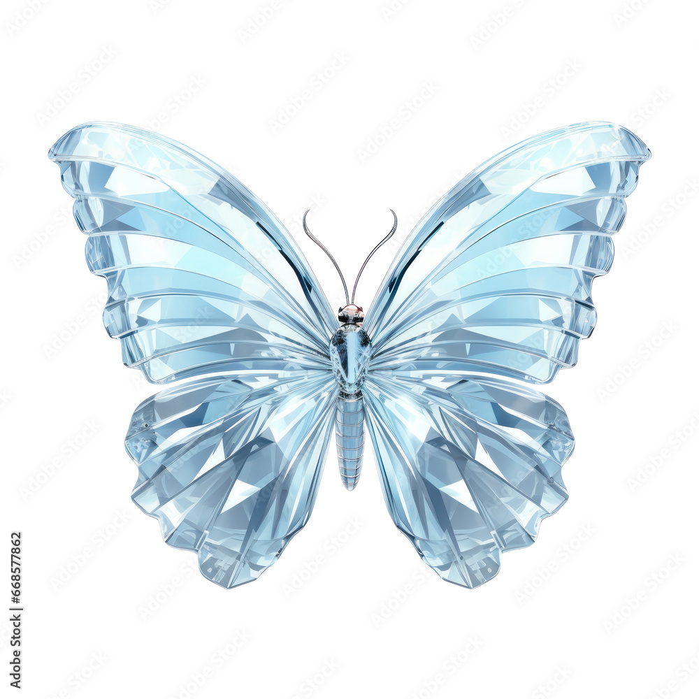 sky blue crystal butterfly isolated on transparent background ...