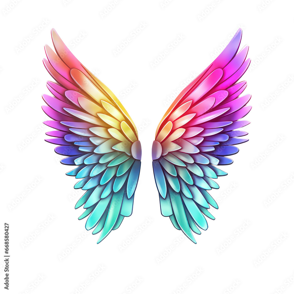 Hologram angel wings in realistic style isolated on transparent ...