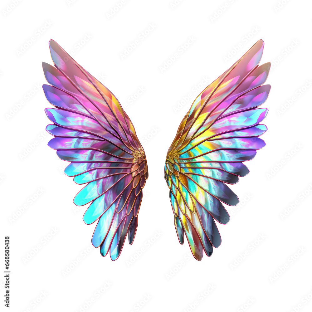 Hologram angel wings in realistic style isolated on transparent ...