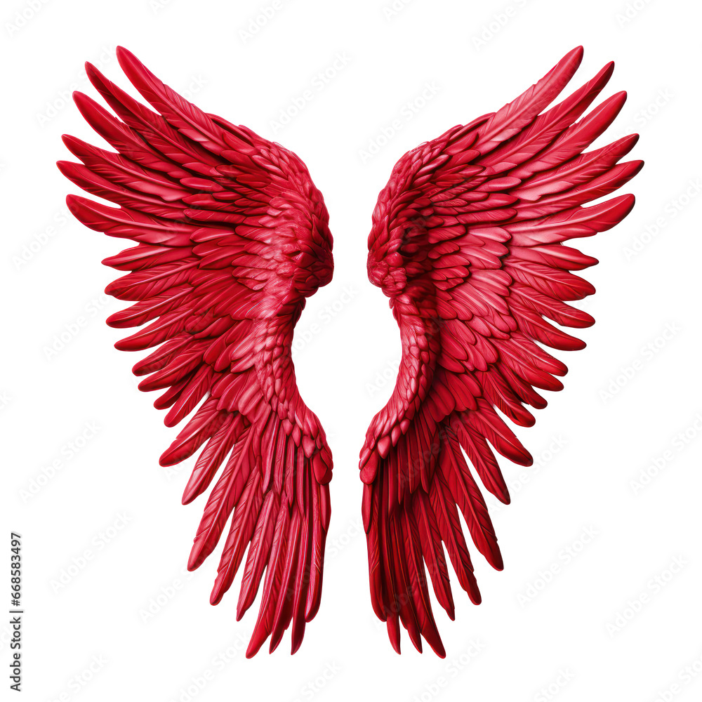 Red angel wings in realistic style isolated on transparent background ...
