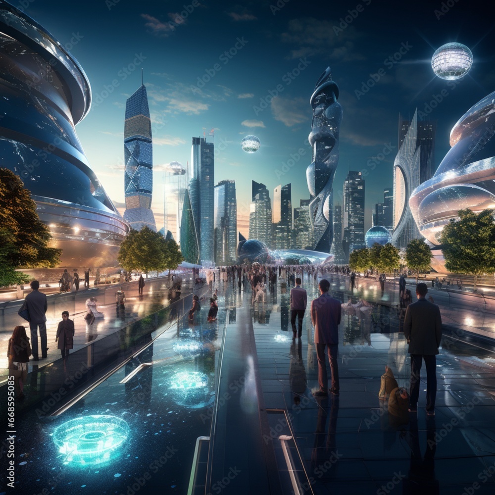 Artworks inspired by the "Future World" often feature surreal ...
