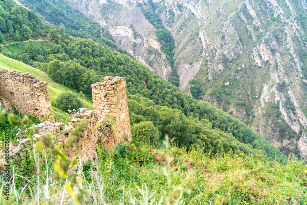 Dagestan Gamsutl. Ancient ghost town of Gamsutl old stone houses in ...