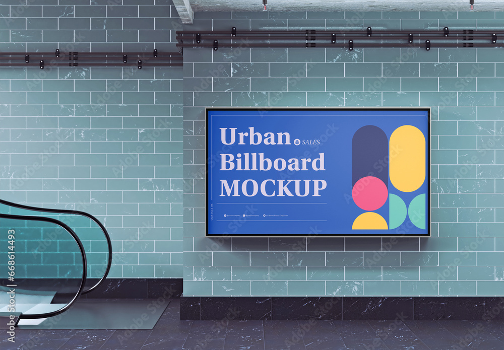 Subway Billboard Advertisement Scene Mockup Stock Template | Adobe Stock