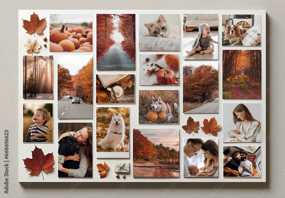 Autumn Fall Mood Board Mockup Layout Stock Template | Adobe Stock