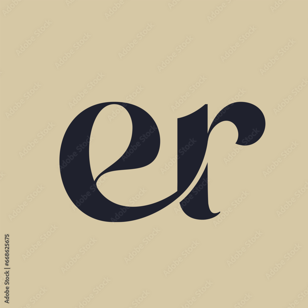 ER monogram logo signature icon. Elegant intertwined alphabet initials ...