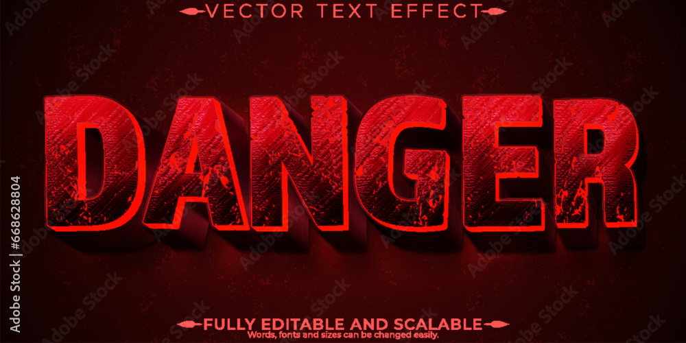 Danger red text effect, editable blood and horror font style Stock ...