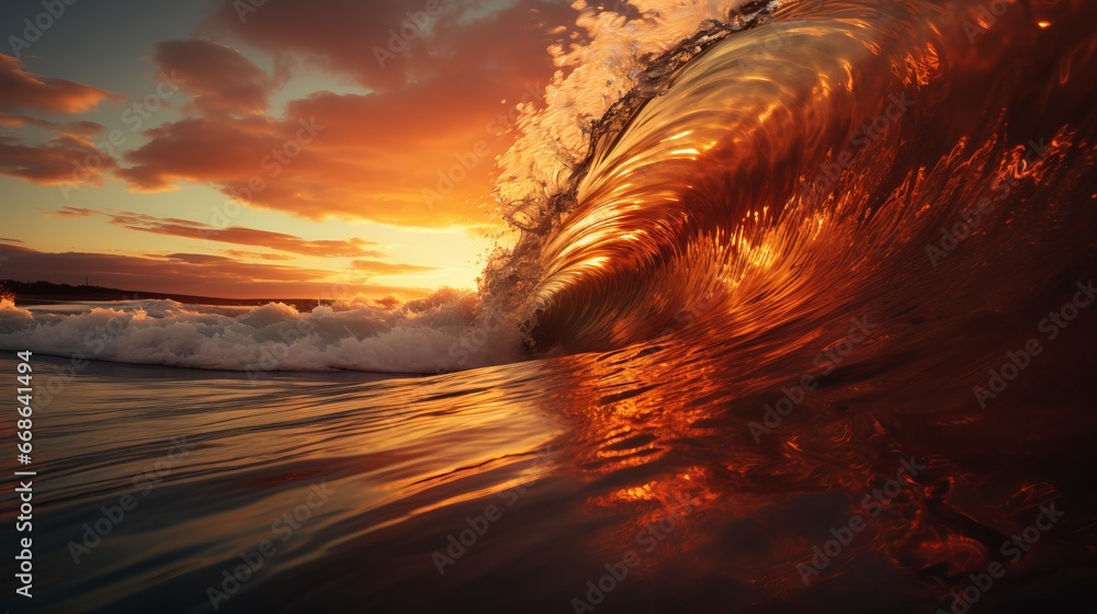 Big wave in the ocean. Raging sea, surfing wave. Landscape of a water ...