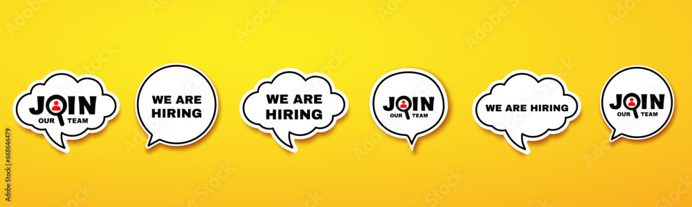 We Are Hiring Join Our Team Speech Bubble Set Illustration Stock
