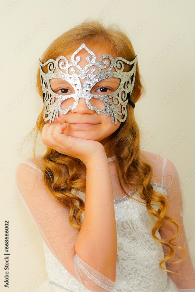 The Snow Queen. Child in the form of a snow queen. Little cute girl in ...