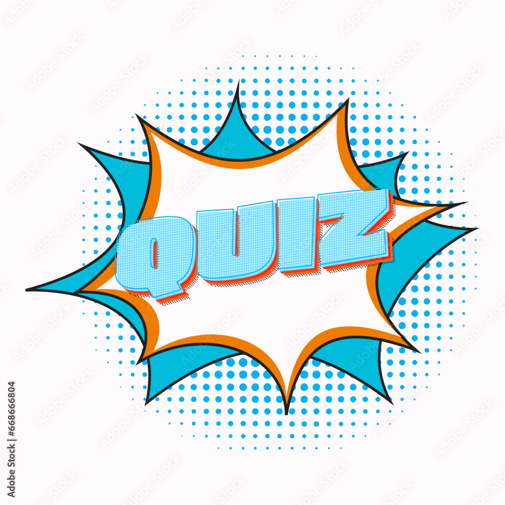 Quiz in comic pop art style. Quiz brainy game word. Vector illustration ...