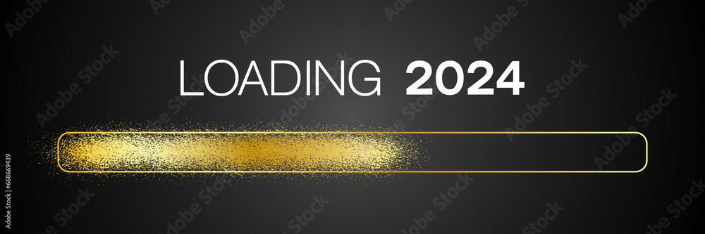 Illustration of a loading bar in gold with the message loading 2024 ...