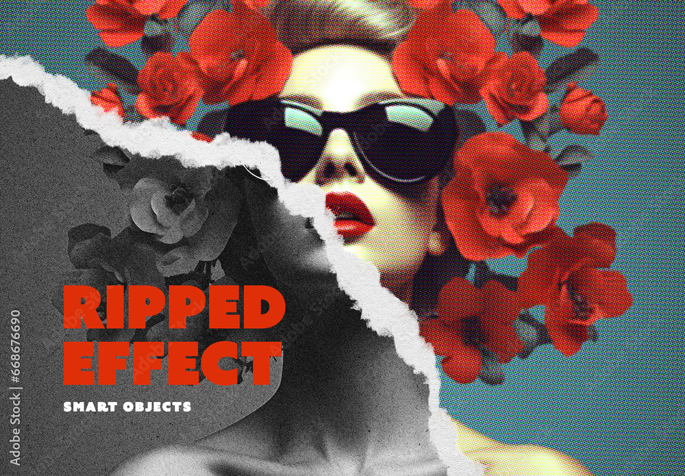 Ripped Magazine Photo Effect Mockup With Generative AI Preview Stock ...