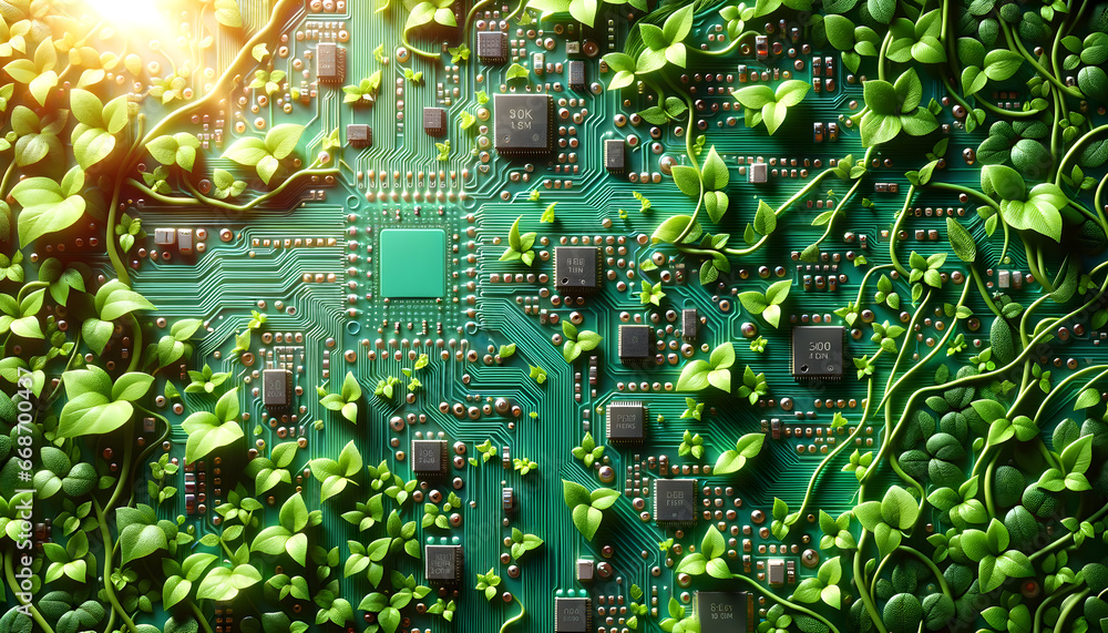 Environmental Green Circuit Board Texture Background Stock Illustration ...