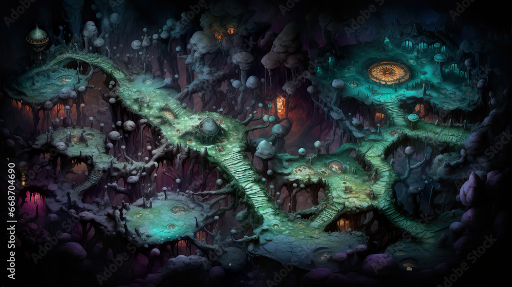 DnD Map "Enthralling Fungal Cavern View" Stock Illustration | Adobe Stock