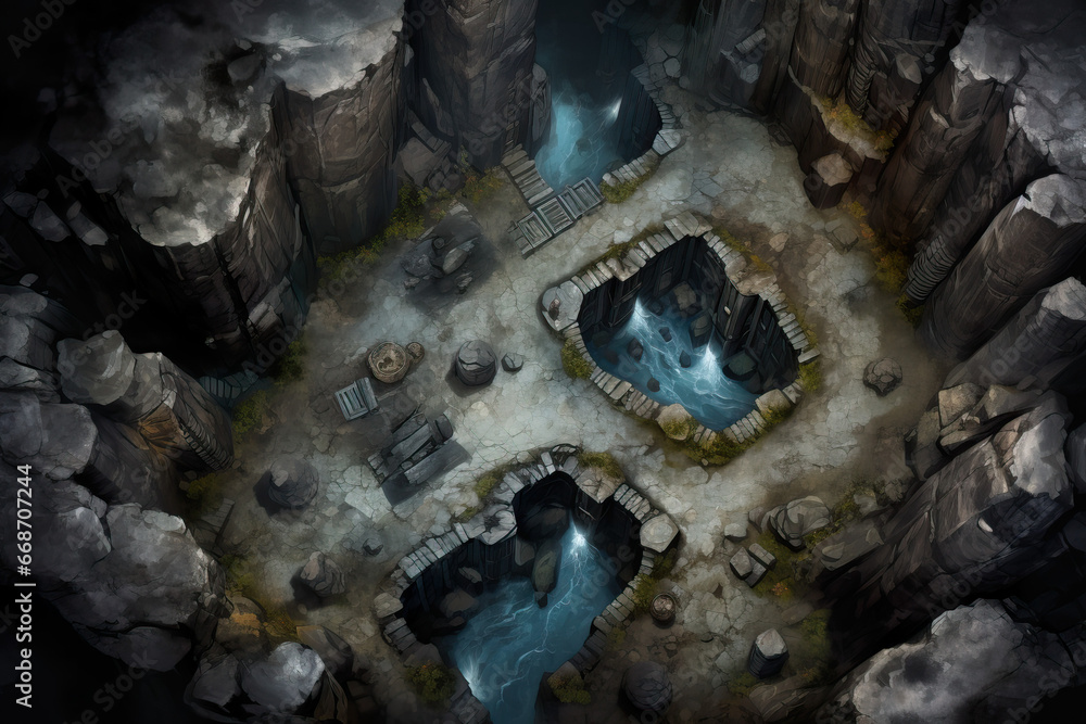 DnD Map Cavern Echoing Voices: Underground Perspective Stock ...