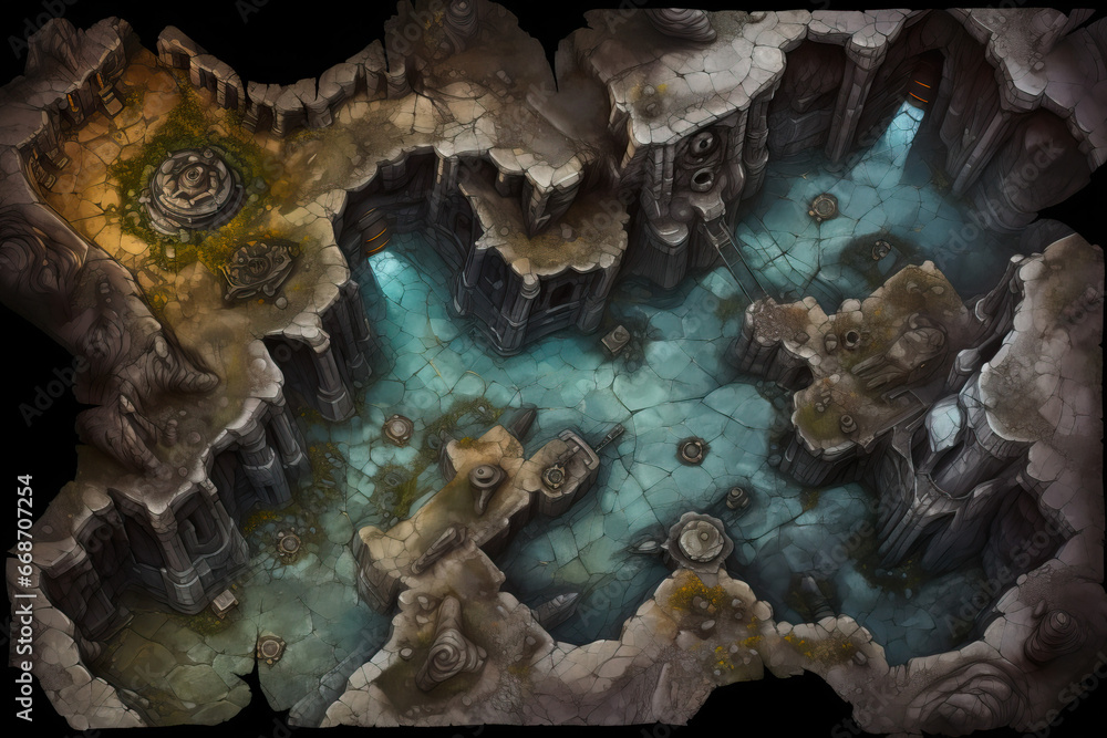 DnD Map Cavern Elemental Nexus - Overhead View Stock Illustration ...