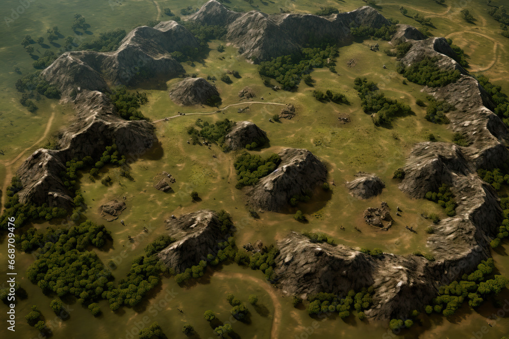 DnD Map "Barrow Burial Mounds from Above" Stock Illustration | Adobe Stock