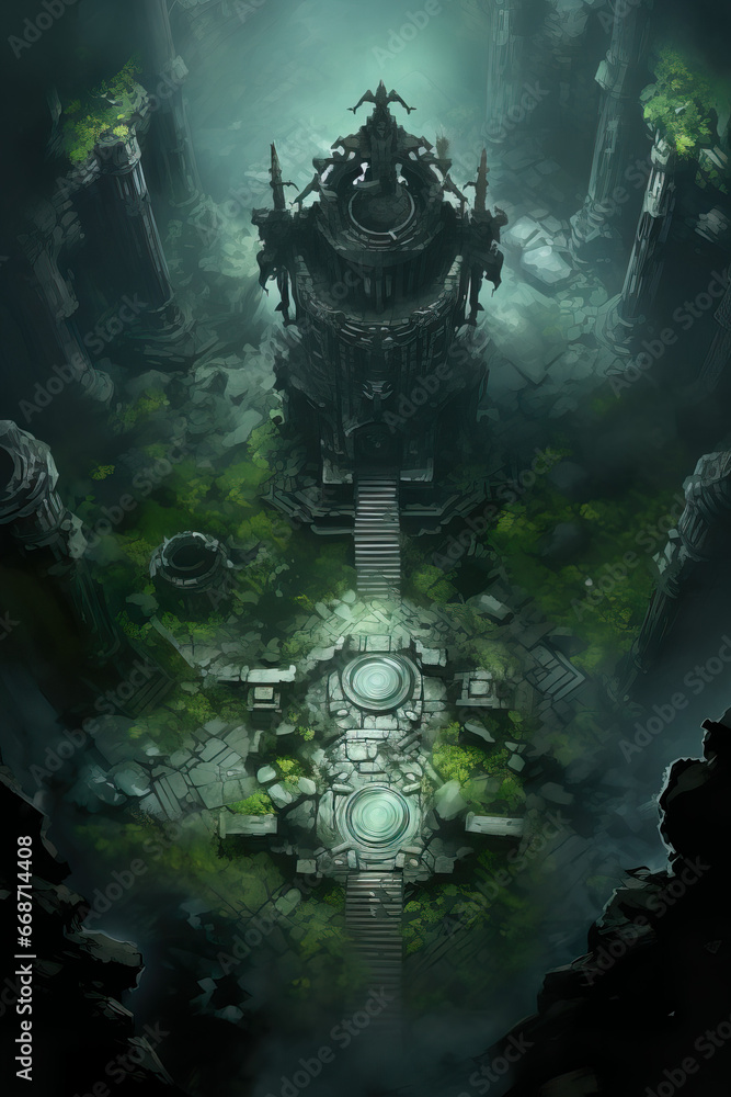 DnD Map "Lost Temple's Sacred Grounds" Stock Illustration | Adobe Stock