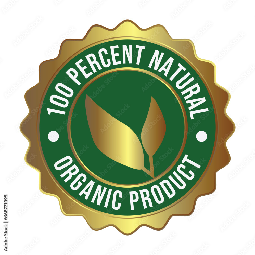 100 Percent Natural And Organic Product Badge, Label, Rubber Stamp ...