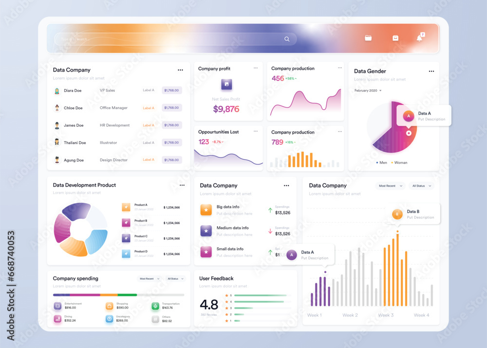 Fototapeta mapa świata dla dzieci UI UX Infographic dashboard. UI ...