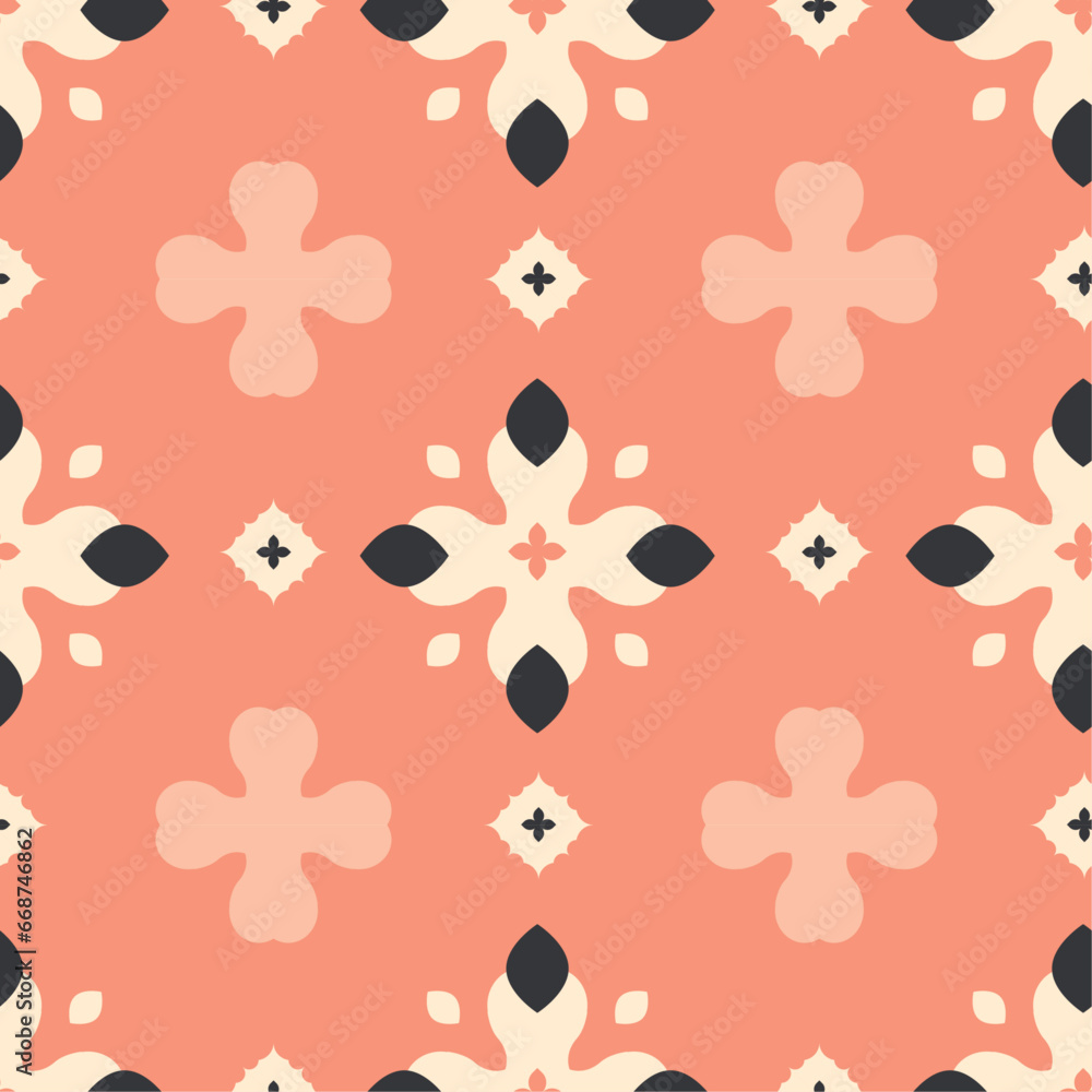 Retro wallpaper pattern vector. Vintage throwback style with ivory and ...