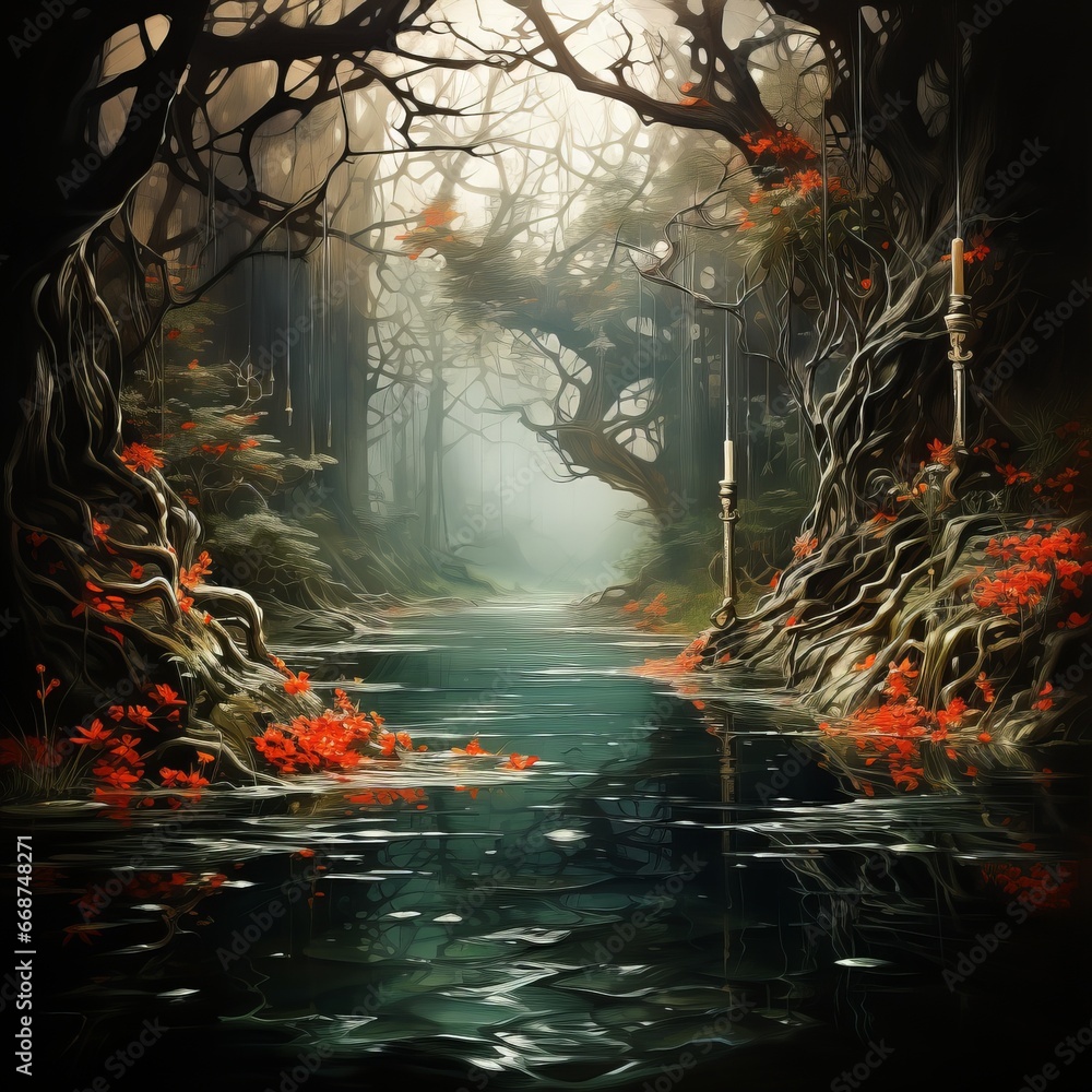 Mermaid, illustration of a fairy-tale character underwater surrounded ...