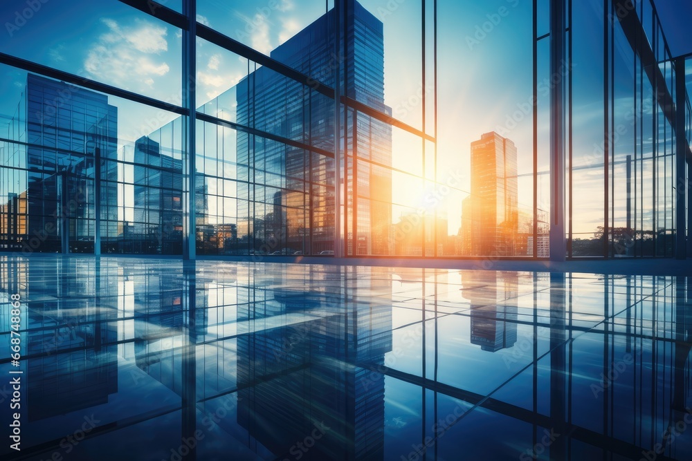 Modern office building or business center Tall buildings' windows made ...