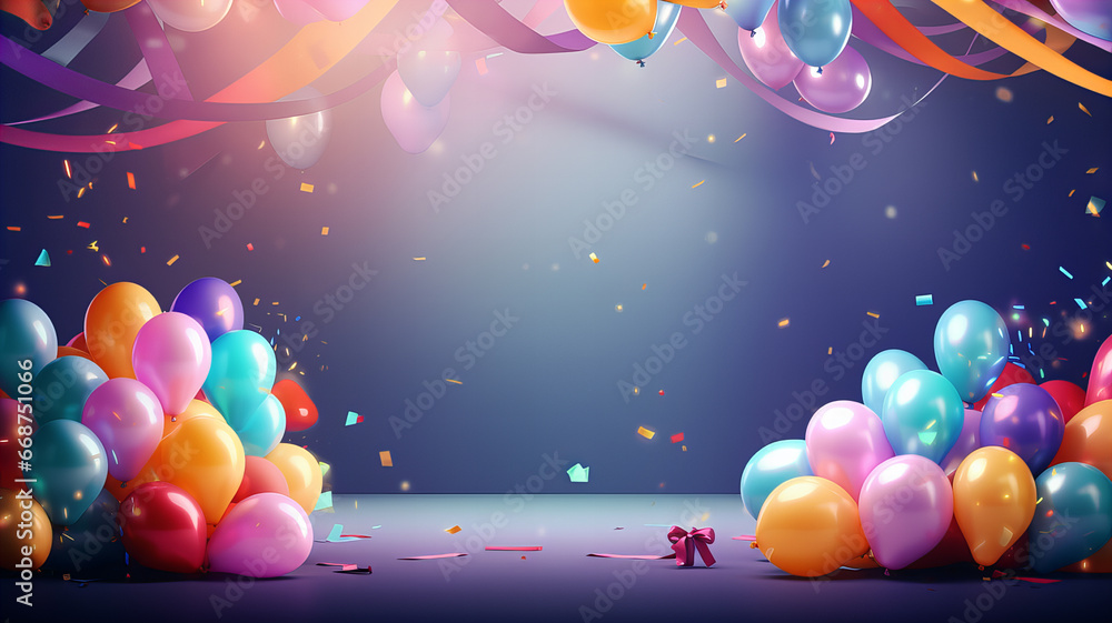 Party background with balloons, confetti, happy new year, 2024 ...
