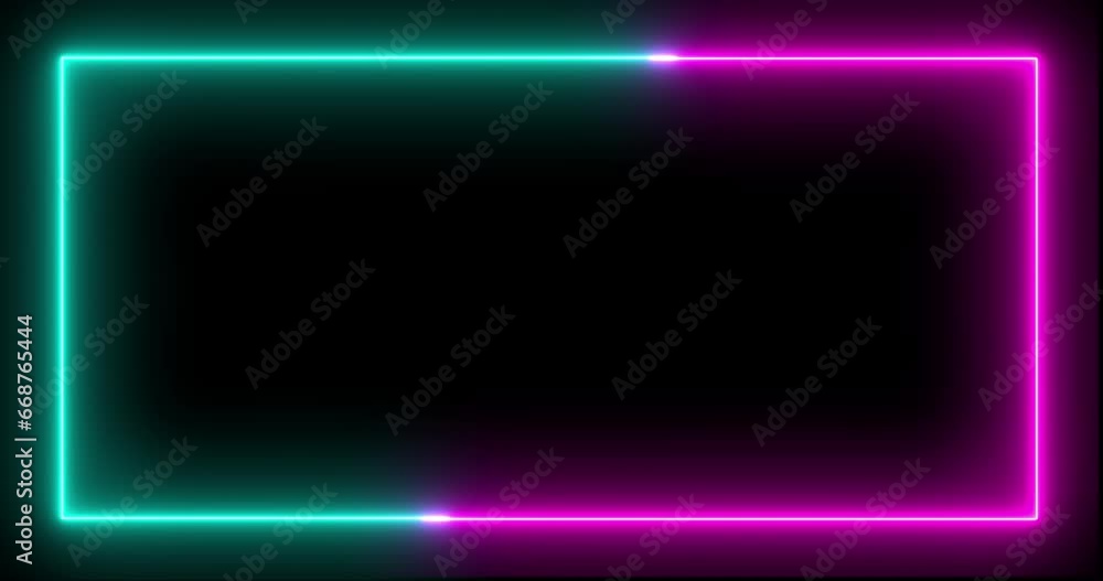 Neon glowing rectangular frame background motion graphic animation in ...