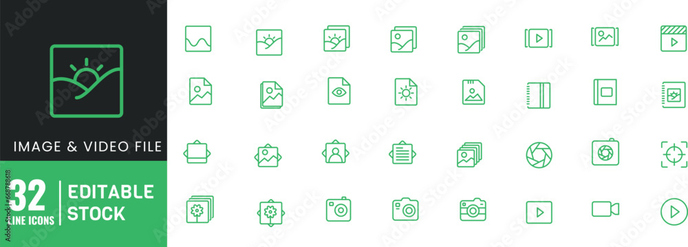 Movie & Video Symbols Icon Set. Cinema, Picture, reels. Stock Vector ...